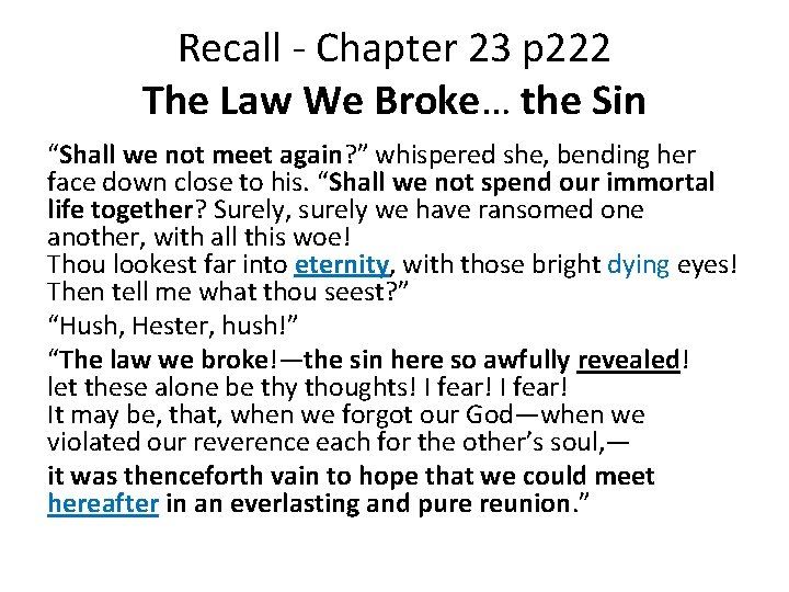 Scarlet Letter Lecture Chapter 24 Final Chapter Study