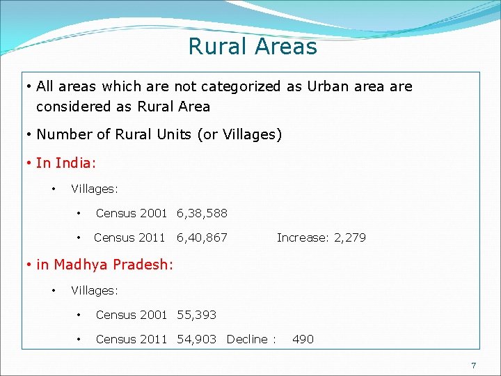 Census of India 2011 RURAL URBAN DISTRIBUTION OF