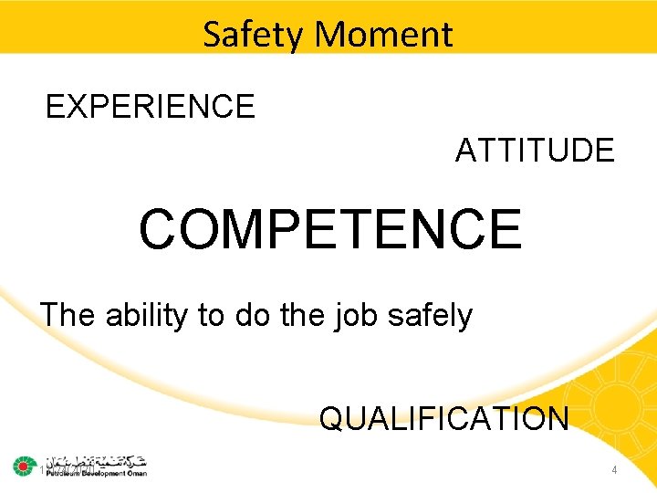Competence Assessment Coaching Session PDO Expectations Safety Safety