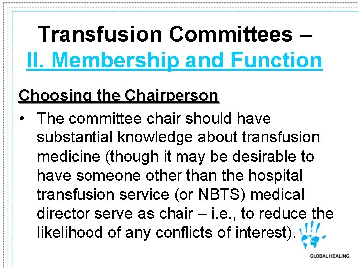 Establishing Running An Effective Hospital Transfusion Committee ...