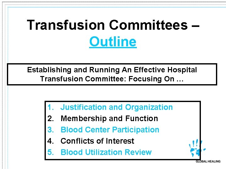 Establishing Running An Effective Hospital Transfusion Committee ...