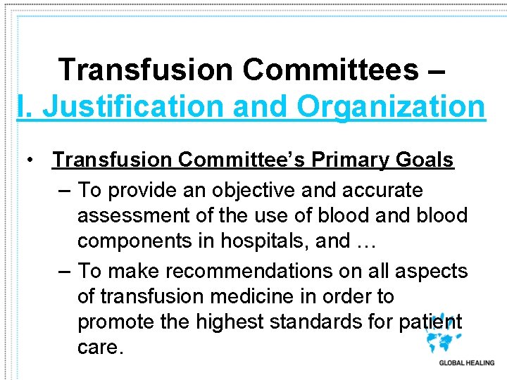 Establishing Running An Effective Hospital Transfusion Committee ...
