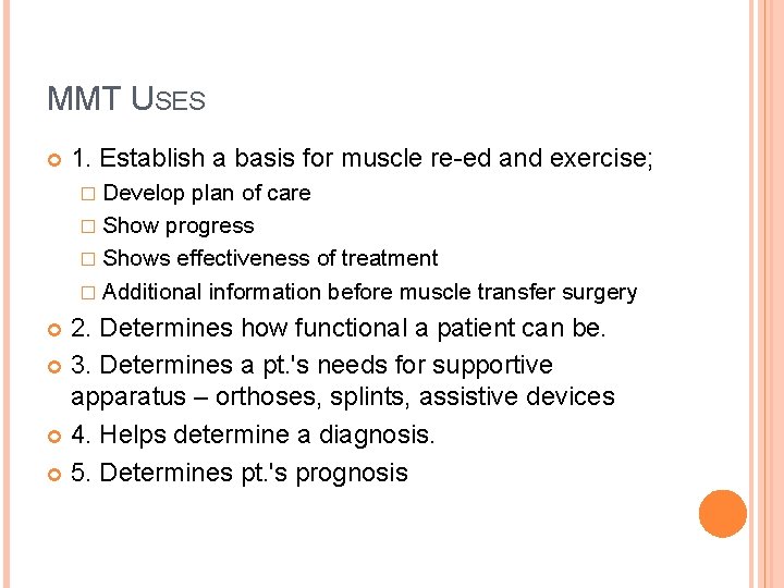 MUSCLE TONE AND MANUAL MUSCLE TESTING PHT 1261