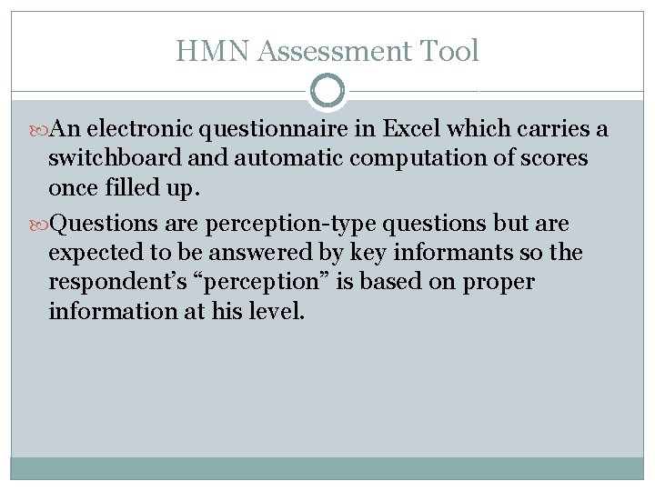 The Health Metrics Network Assessment Tool HMN Assessment