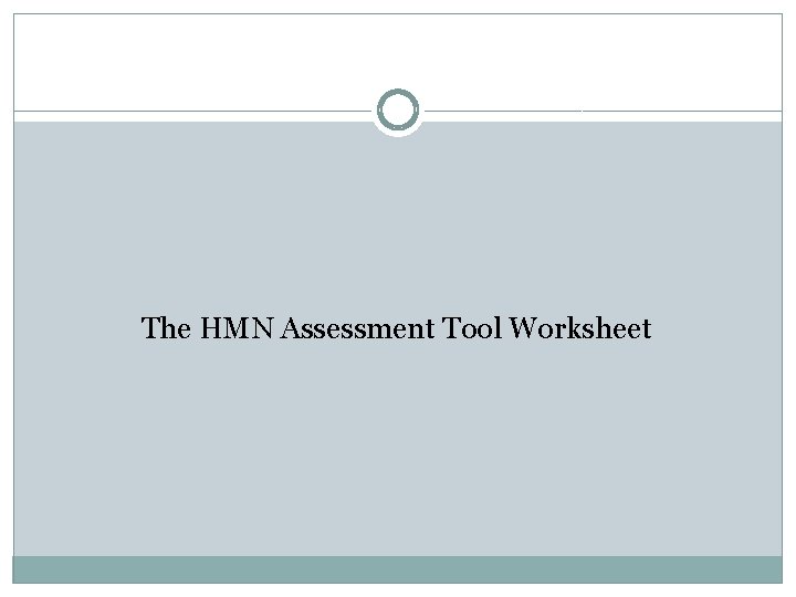 The Health Metrics Network Assessment Tool HMN Assessment