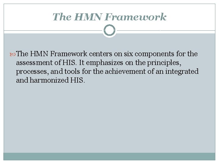The Health Metrics Network Assessment Tool HMN Assessment