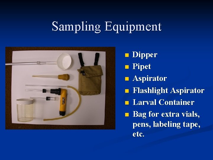 Mosquito Sampling and Techniques Dr Russell Wright Prof