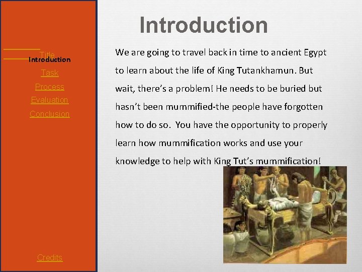 Title Introduction Task Mummies of Ancient Egypt Process