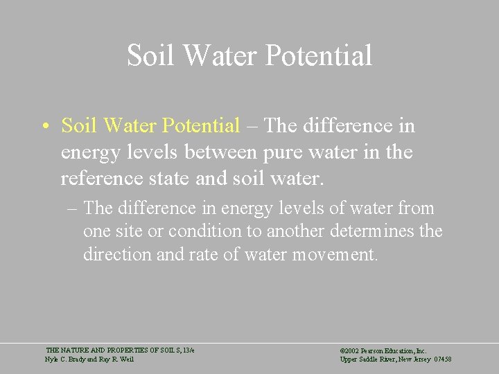 Chapter 5 Soil Water Characteristics and Behavior Bringing