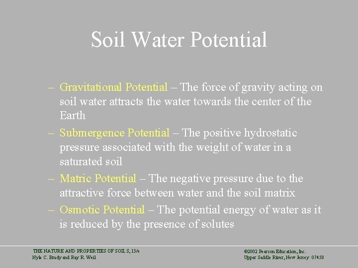 Chapter 5 Soil Water Characteristics and Behavior Bringing