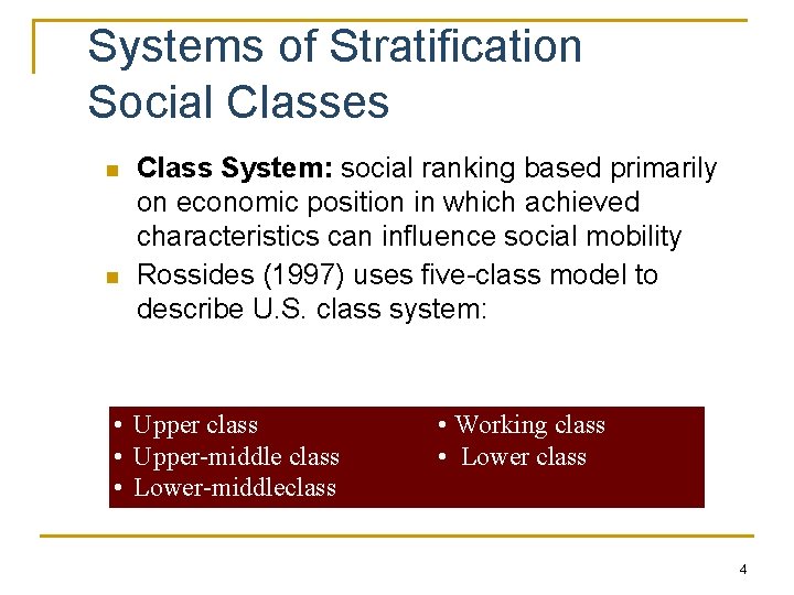 Stratification 1 A Look Ahead Is social inequality