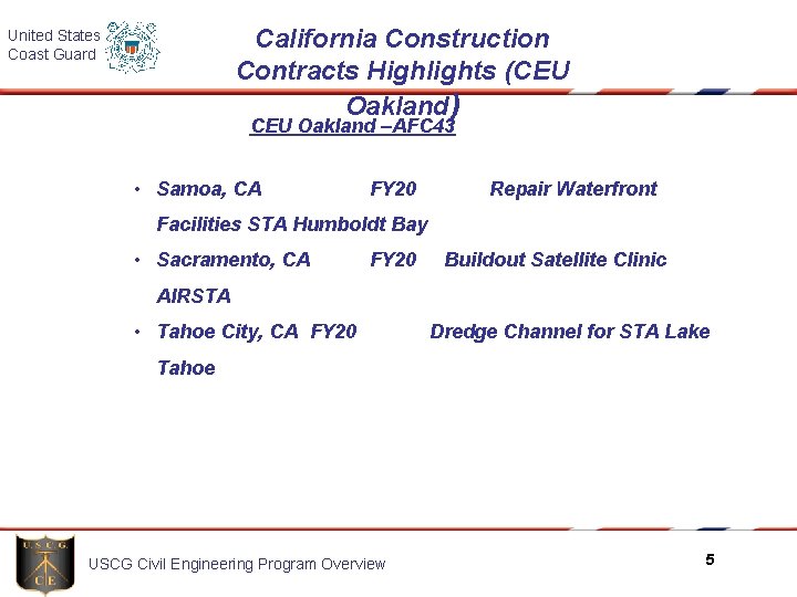 United States Coast Guard Homeland Security AGC Federal