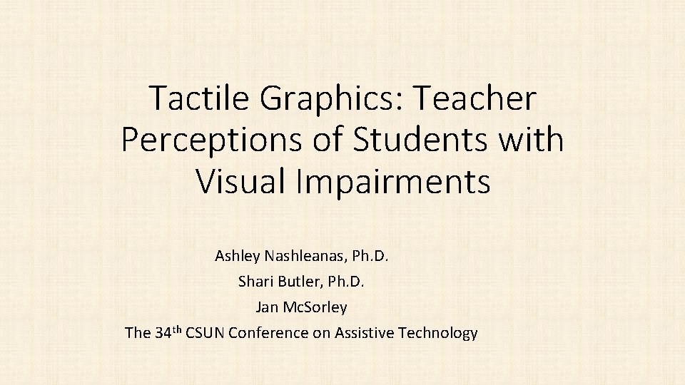 Tactile Graphics Teacher Perceptions of Students with Visual