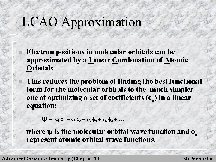 An Introduction to Molecular Orbital Theory Advanced Organic
