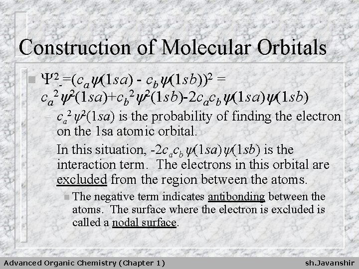 An Introduction to Molecular Orbital Theory Advanced Organic