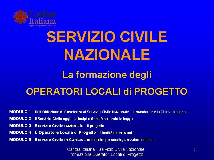 SERVIZIO CIVILE NAZIONALE La formazione degli OPERATORI LOCALI