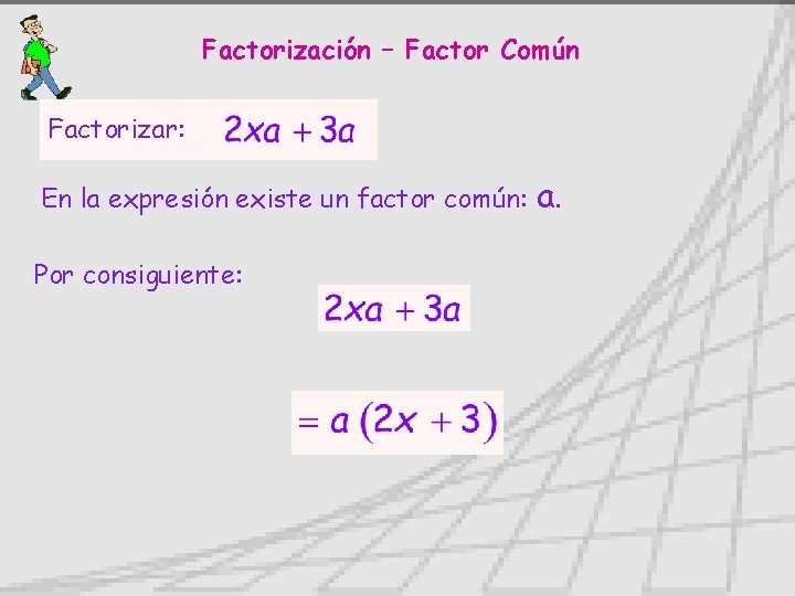 FACTORIZACIN FACTORIZACIN Factorizar es escribir una expresin como