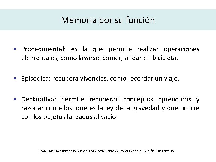 Tema 9 Aprendizaje y memoria Objetivos de conocimiento