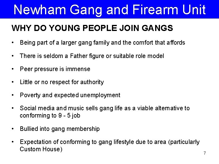 NEWHAM GANG AND FIREARM UNIT DC Mike SMITH