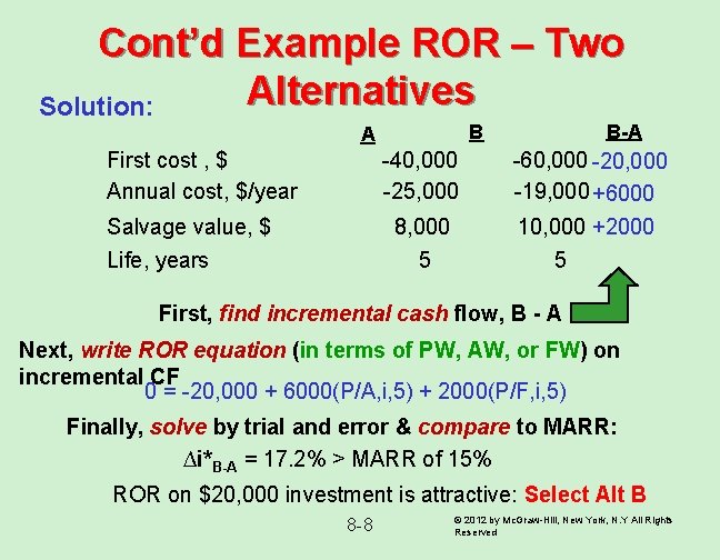 Chapter 8 Rate of Return Multiple Alternatives Lecture