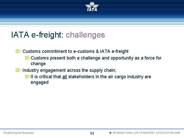 Simplifying the Business IATA efreight 1 IATA efreight