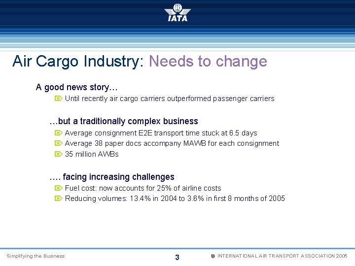 Simplifying the Business IATA efreight 1 IATA efreight