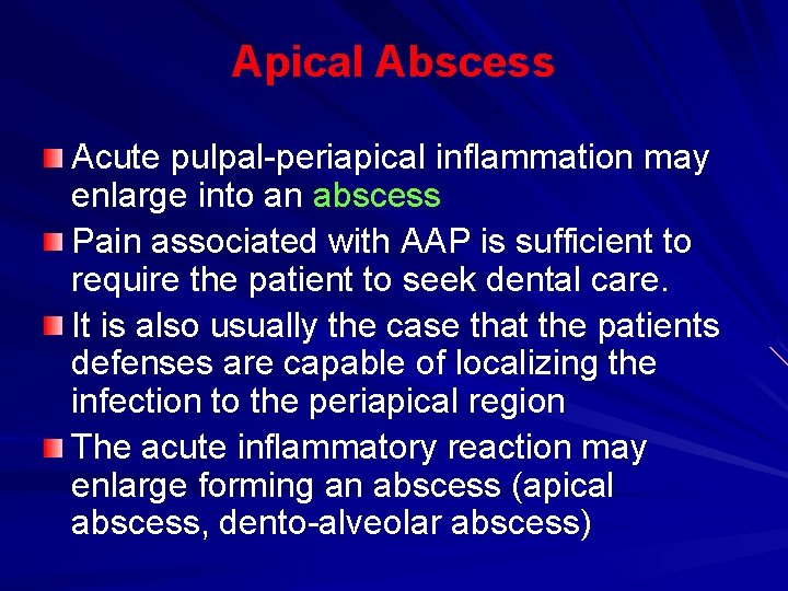 Acute apical periodontitis parodontitis apicalis acuta etiology ...