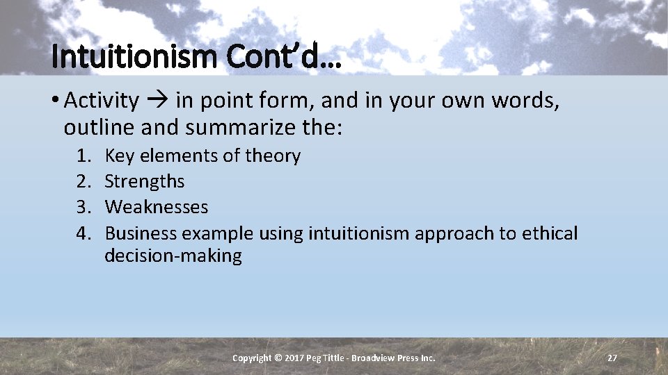 PART II Introduction to Ethical Theory Copyright 2017