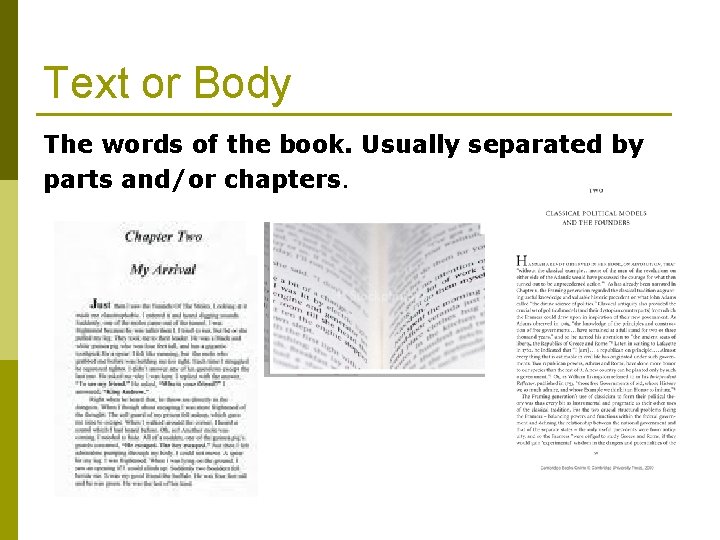 Parts of a Book A tutorial Learning Outcomes