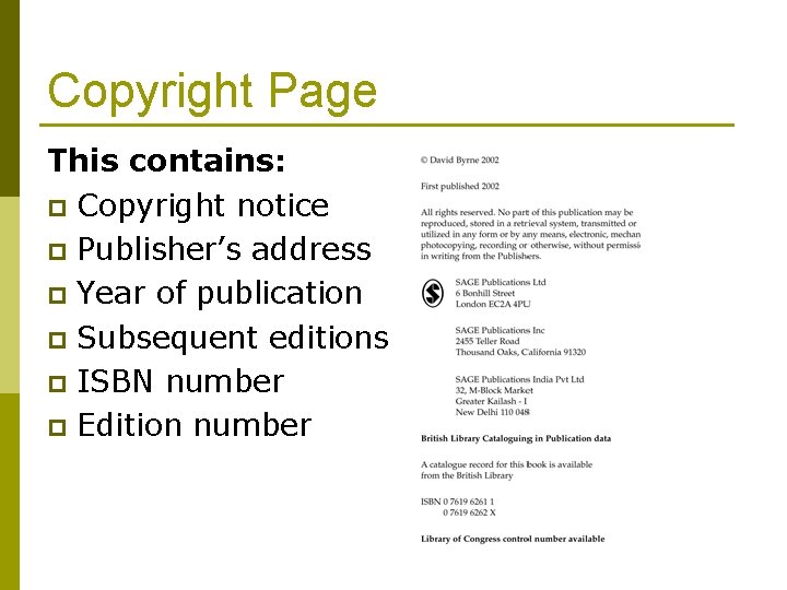 Parts of a Book A tutorial Learning Outcomes