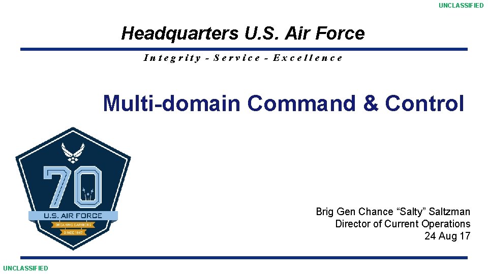 UNCLASSIFIED Headquarters U S Air Force Integrity Service