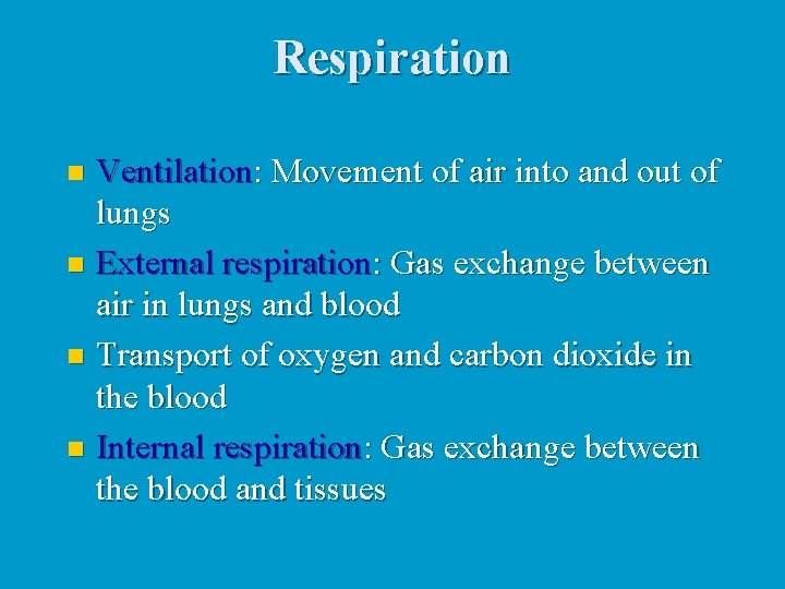 Respiratory physiology Respiration Ventilation Movement of air into