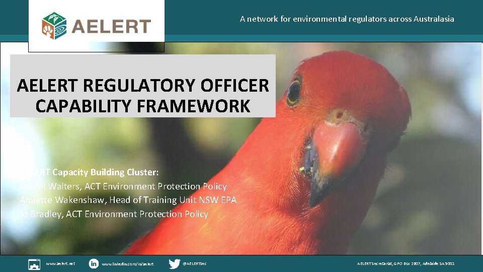 A network for environmental regulators across Australasia AELERT