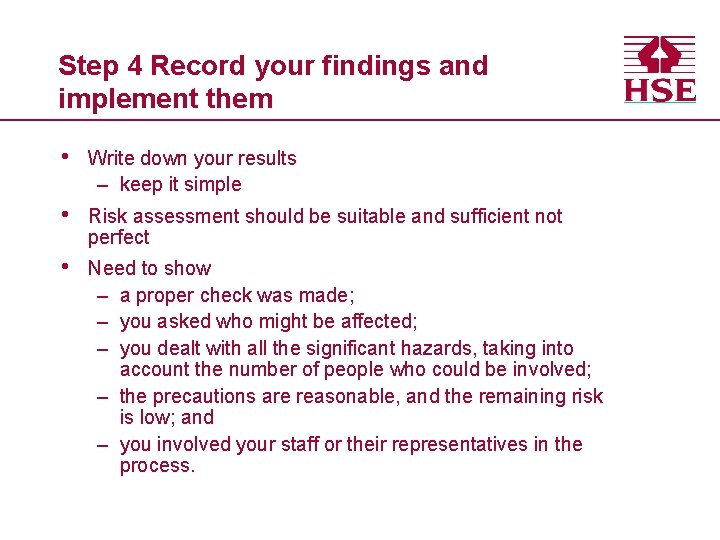 Healthand and Safety Executive All About Risk Assessment