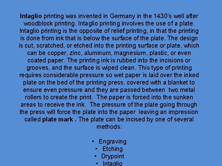 Introduction to Printmaking Intaglio Union Grove High School