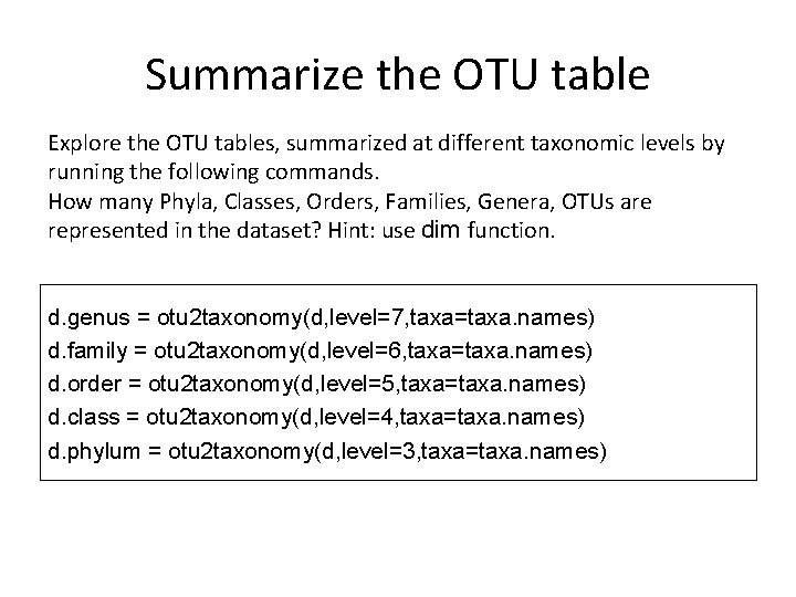 Lab 1 Using data output from Qiime transformations