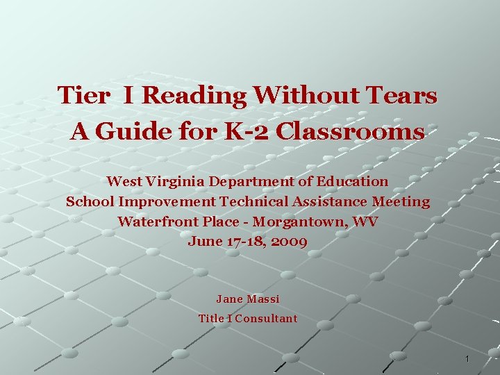 Tier I Reading Without Tears A Guide for