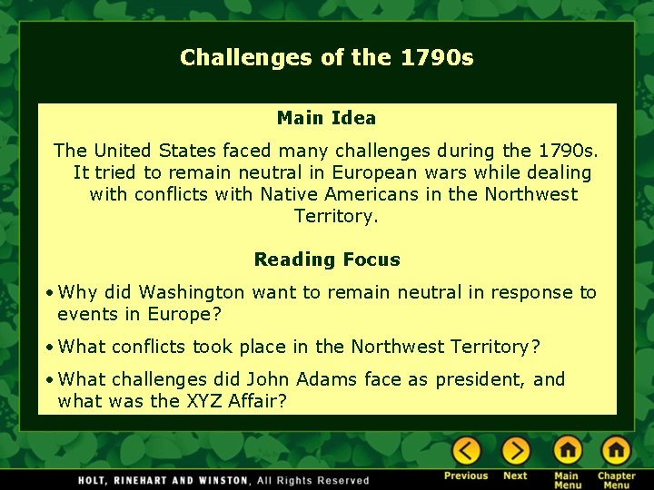 Chapter 6 Forging the New Republic Section Notes