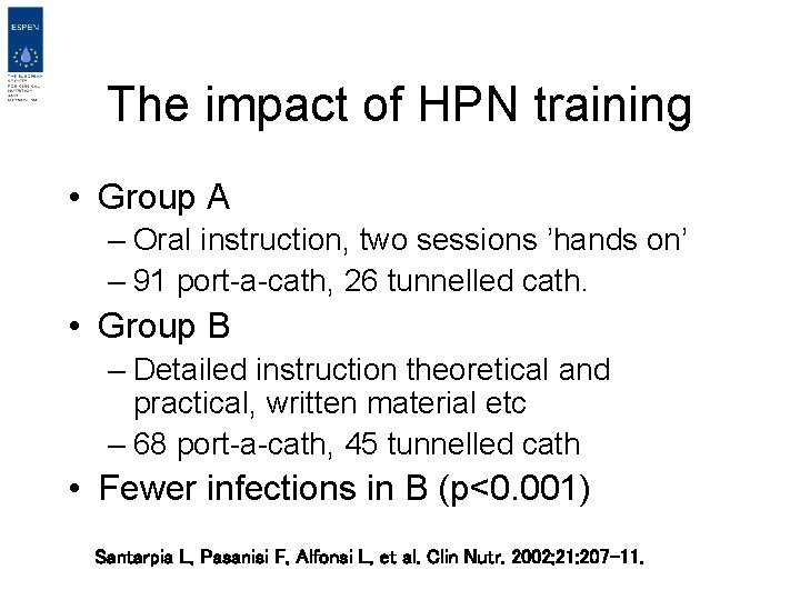 Training and monitoring patients on home parenteral nutrition