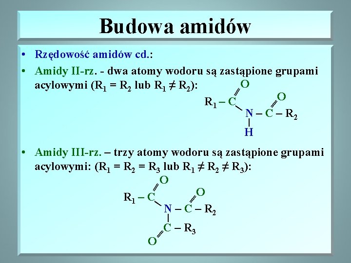 Amidy kwasw karboksylowych i mocznik Budowa nazewnictwo rzdowo