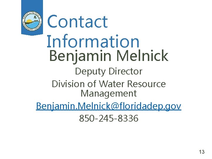 Stormwater Benjamin Melnick Deputy Director Division of Water