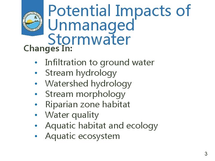 Stormwater Benjamin Melnick Deputy Director Division of Water