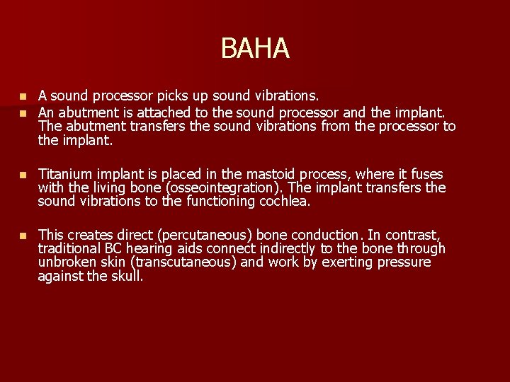 Bone Anchored Hearing Aids Dr Amir Soltani Clinical