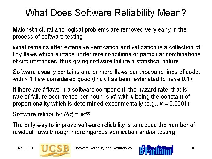 FaultTolerant Computing Software Design Methods Nov 2006 Software