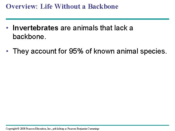 Chapter 33 Invertebrates Power Point Lecture Presentations for