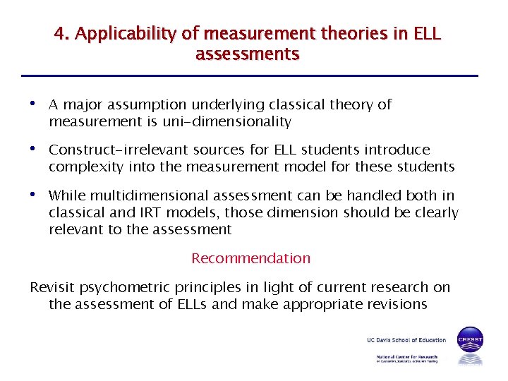 Assessment of English Language Learners Jamal Abedi University