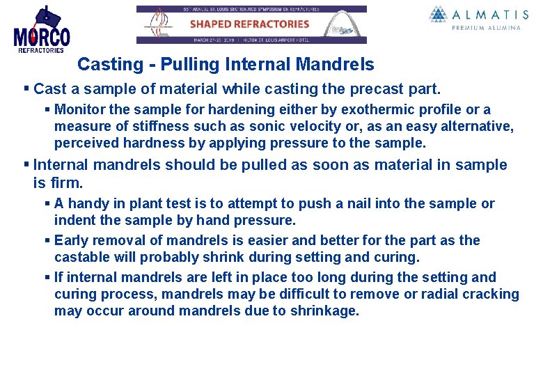 IDEAL CASTING PROCEDURES FOR OPTIMAL PRECAST SHAPE PROPERTIES