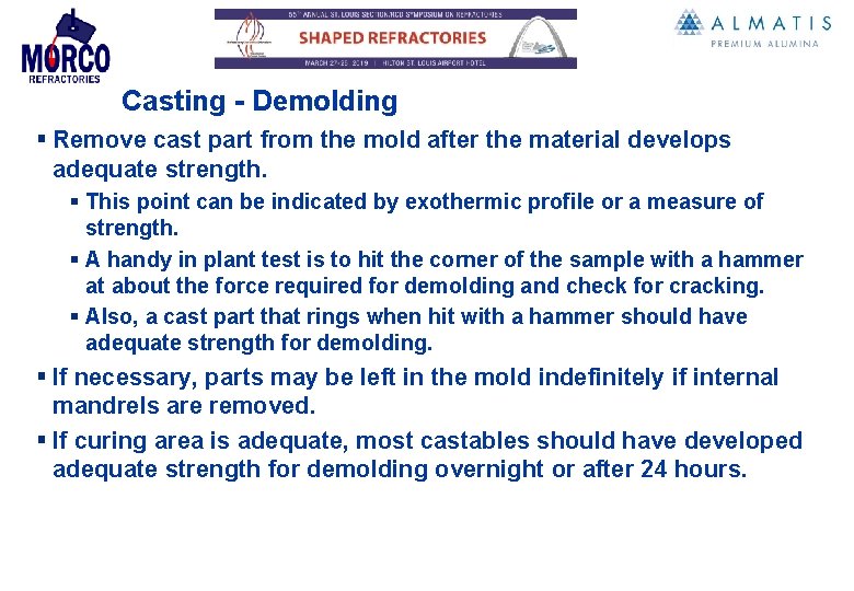 IDEAL CASTING PROCEDURES FOR OPTIMAL PRECAST SHAPE PROPERTIES