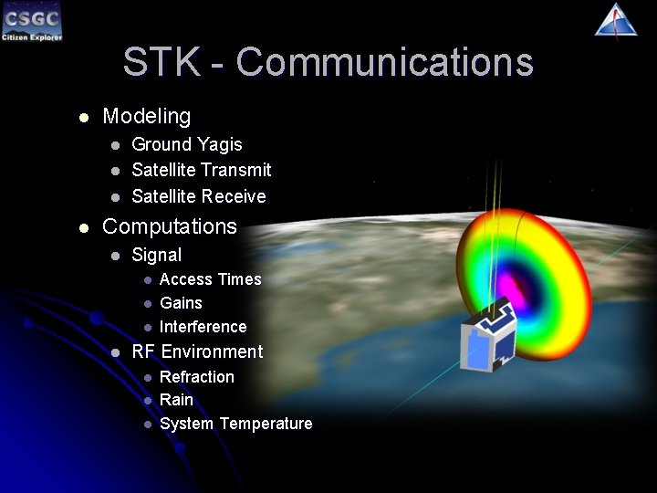 Simulating A Satellite CSGC Mission Operations Team Cameron