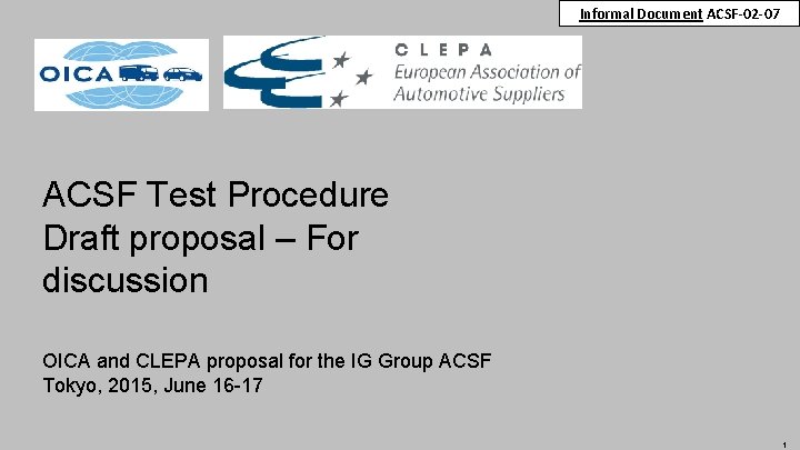 Informal Document ACSF02 07 ACSF Test Procedure Draft